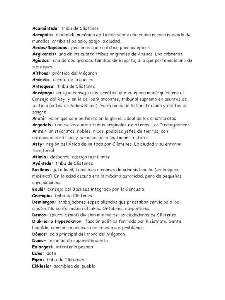 Glosario de Términos de la Antigua Grecia | PDF | Antigua Grecia ...