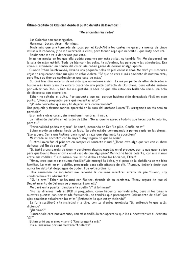 Último Capítulo de Obsidian Desde El Punto de Vista de Daemon | PDF