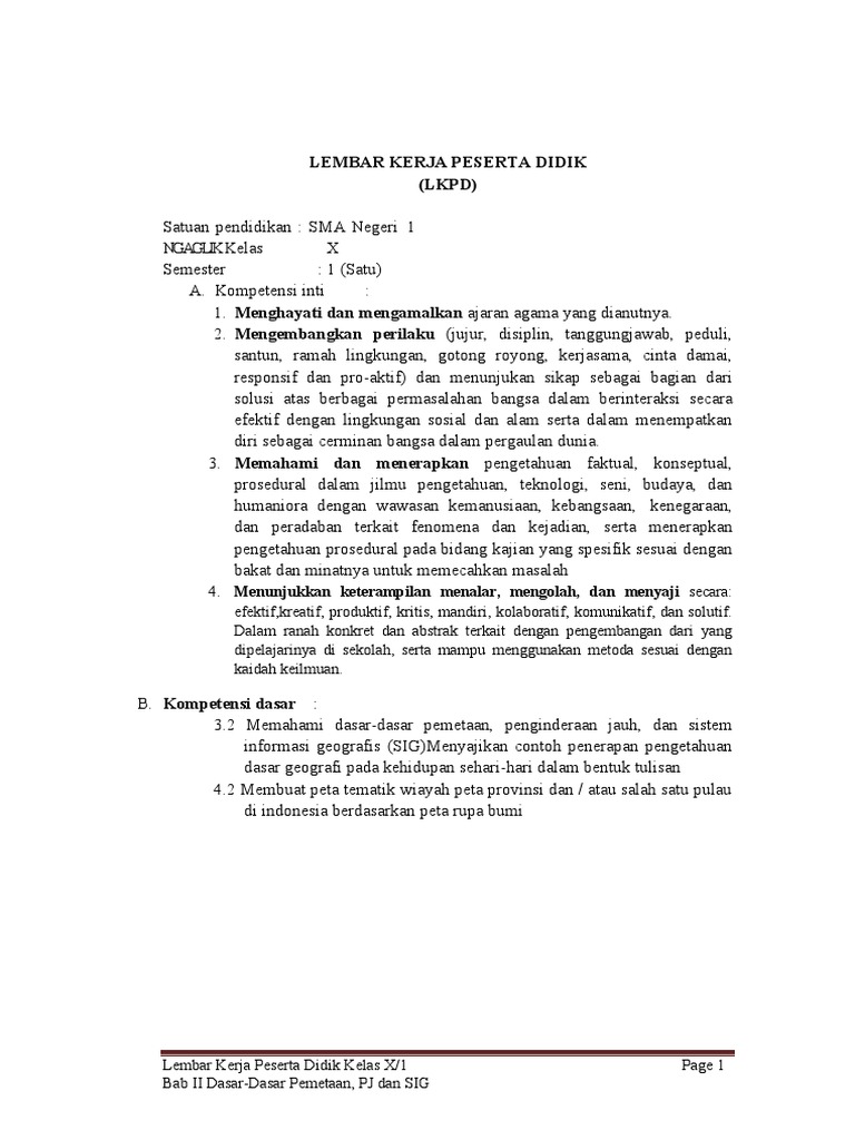 Lembar Kerja Peserta Didik Komponen Peta | PDF