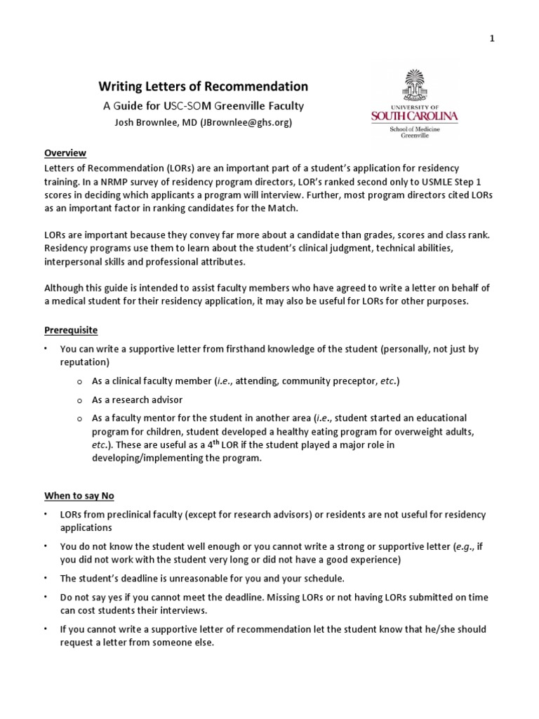 Recommendation Letters | PDF | Residency (Medicine) | Medical School