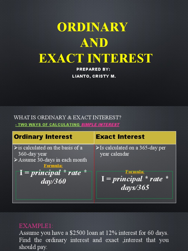 Ordinary & Exact Interest | PDF | Economies | Debt