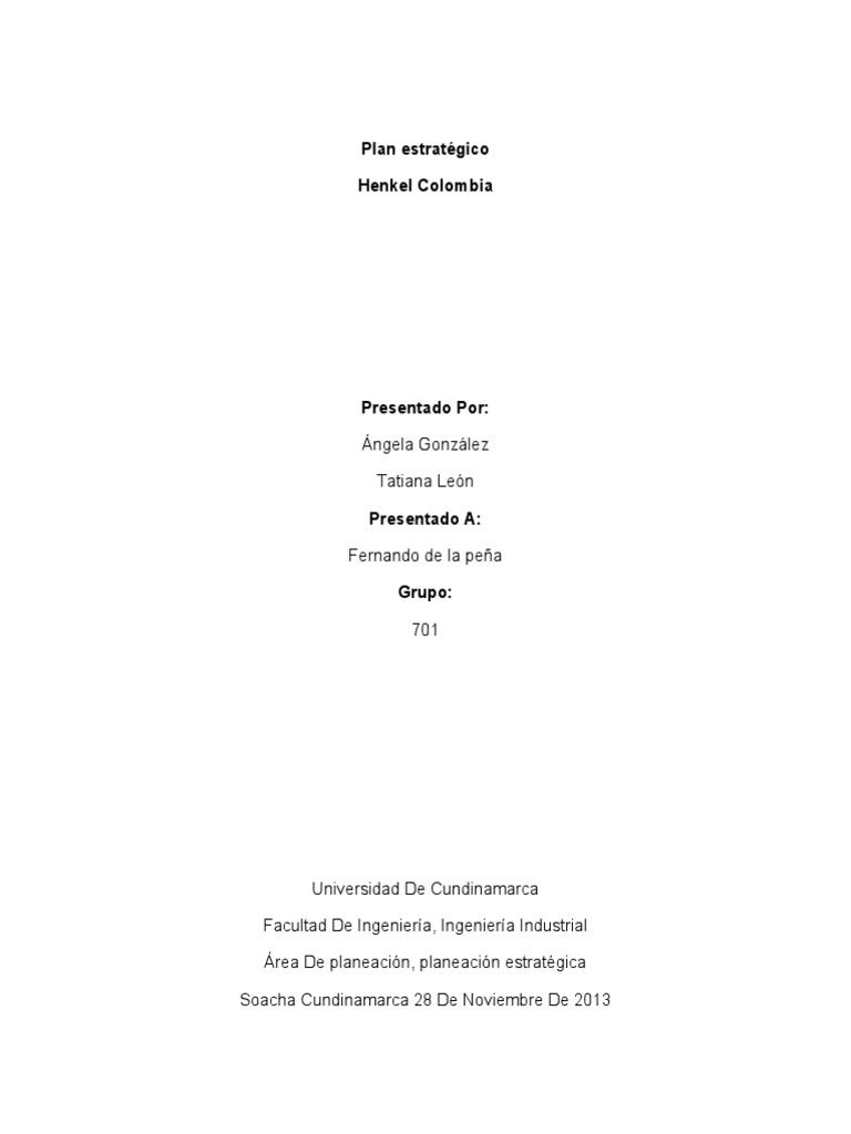 Plan Estratégico de Henkel Colombia | PDF | Planificación estratégica ...