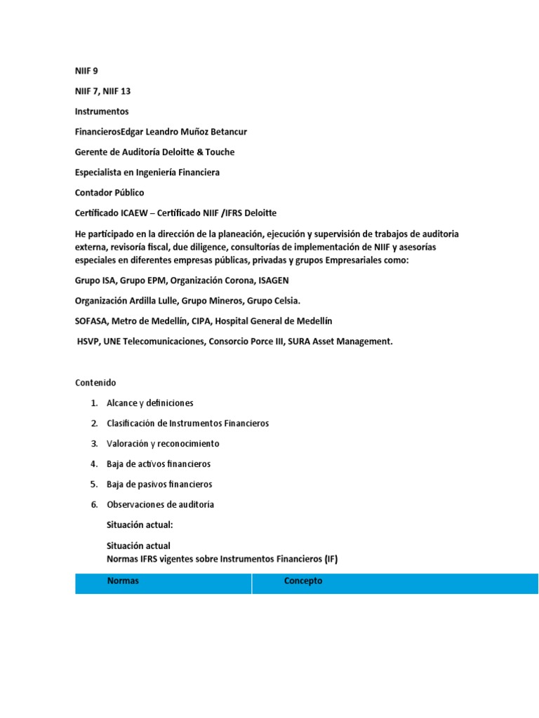 Niif 9 | PDF | normas internacionales de INFORMACION FINANCIERA | Auditoría