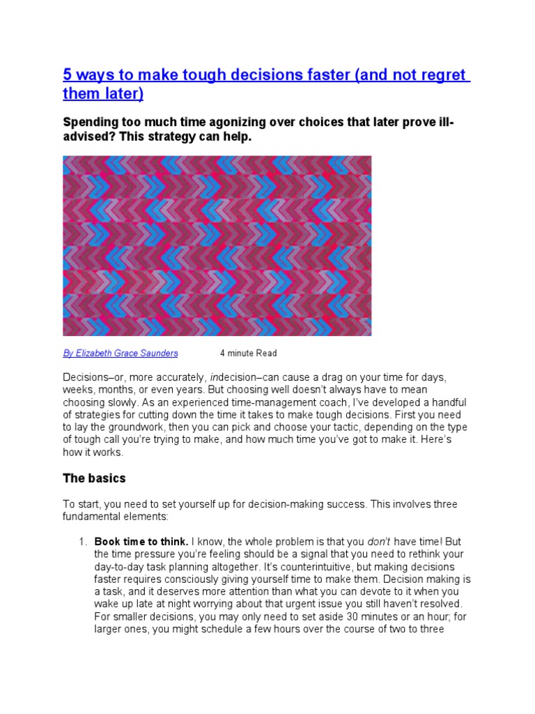 Make Decisions Faster Without Regret | PDF | Choice | Conversation
