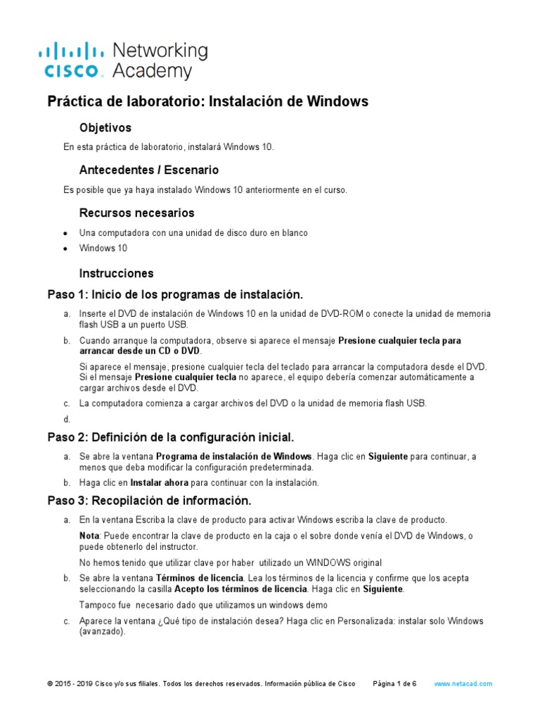 10.3.1.1 Lab - Windows Installation | PDF | Windows 10 | Ventana ...