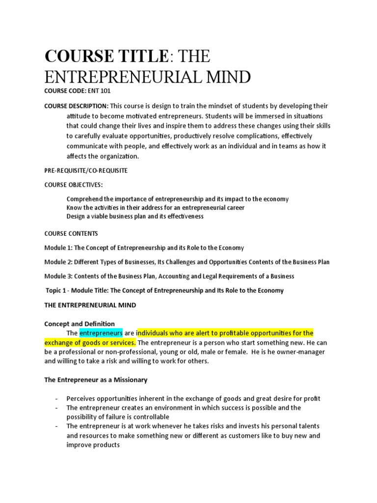 Topic 1 - Entrep Mind | Download Free PDF | Entrepreneurship | Employment