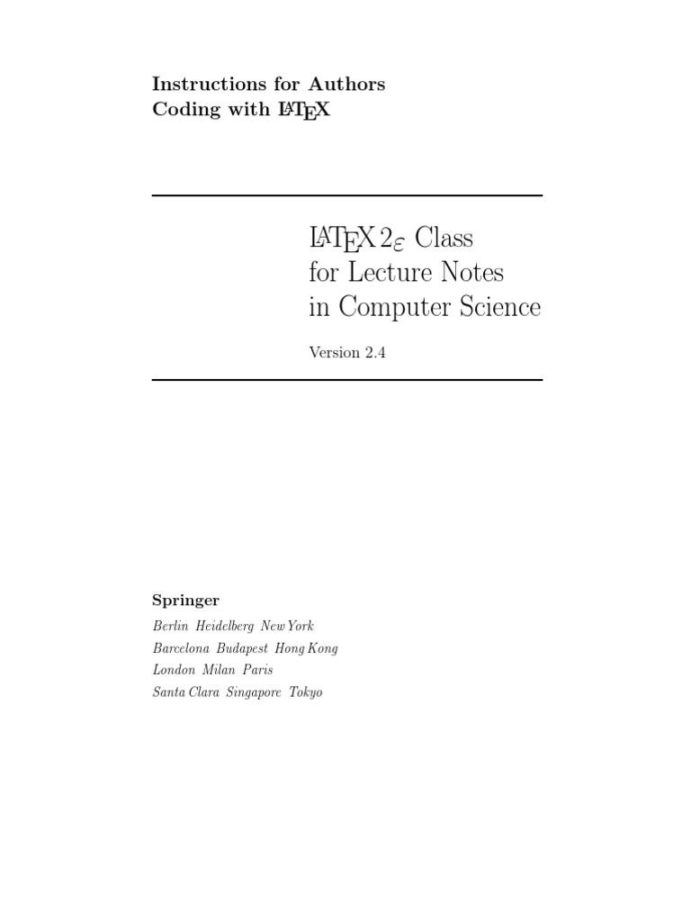 Latex For Lecture Notes In Computer Science Pdf Parameter Computer Programming Writing