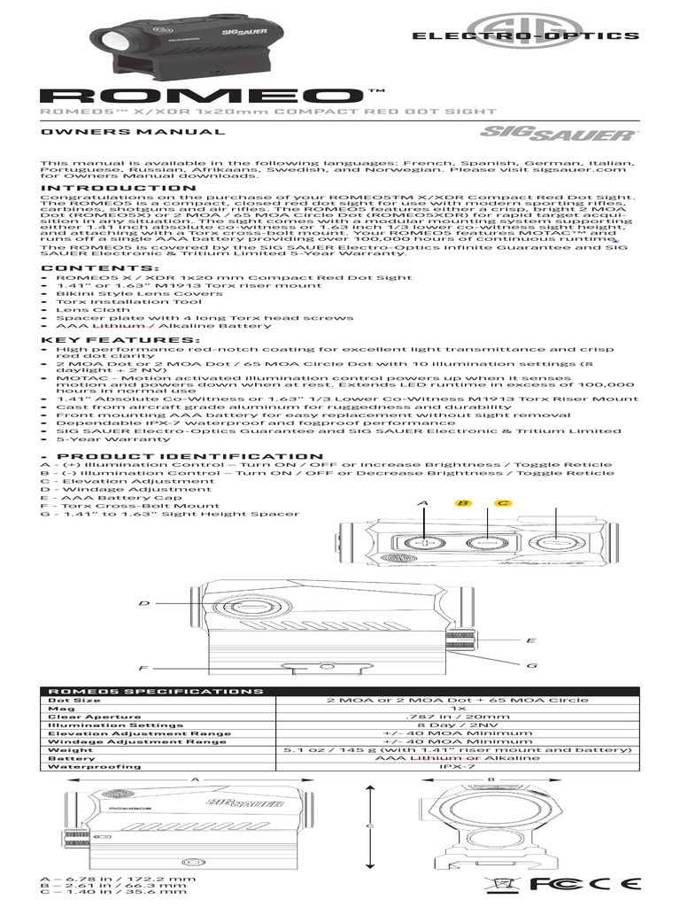 Romeo 5 Instructions | PDF | Screw | Telescopic Sight