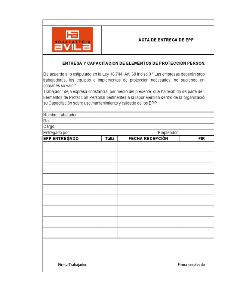 Acta Entrega EPP H.A | PDF