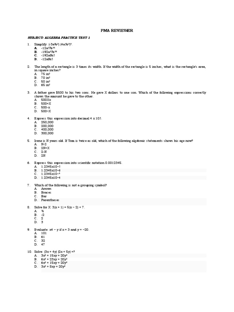 Pma Reviewer (Topnotcher) | PDF | Trigonometric Functions