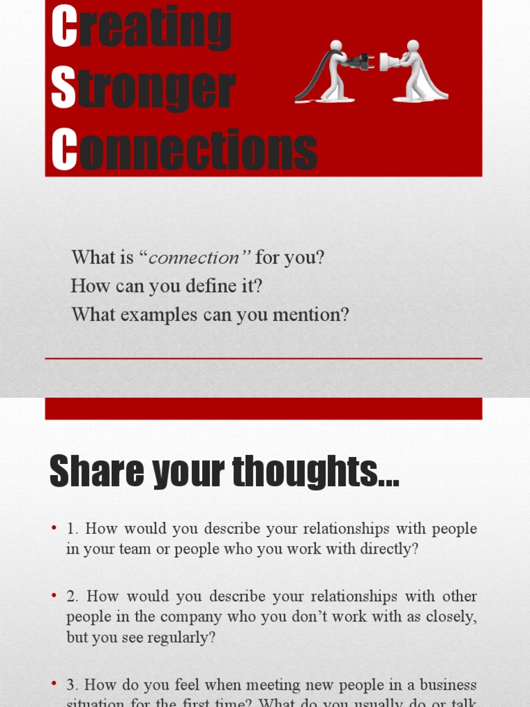 Creating Stronger Connections Pdf Cognition Communication