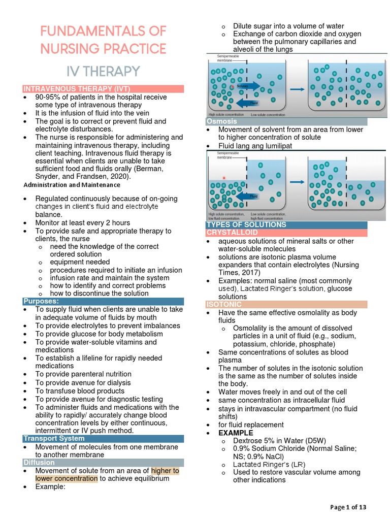 Fundamentals of Nursing Transes 2 | PDF | Intravenous Therapy | Blood ...