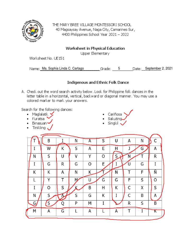 Philippine Folk Dance Worksheet | PDF | Dances | Performing Arts