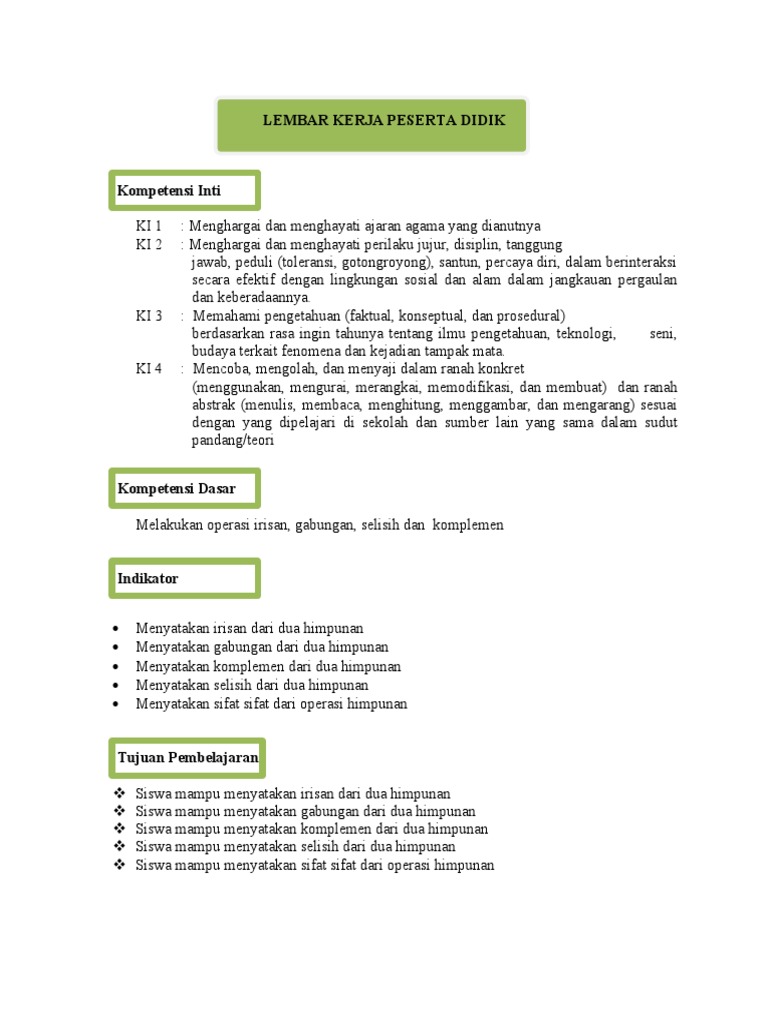 Operasi Himpunan: Irisan dan Gabungan | PDF