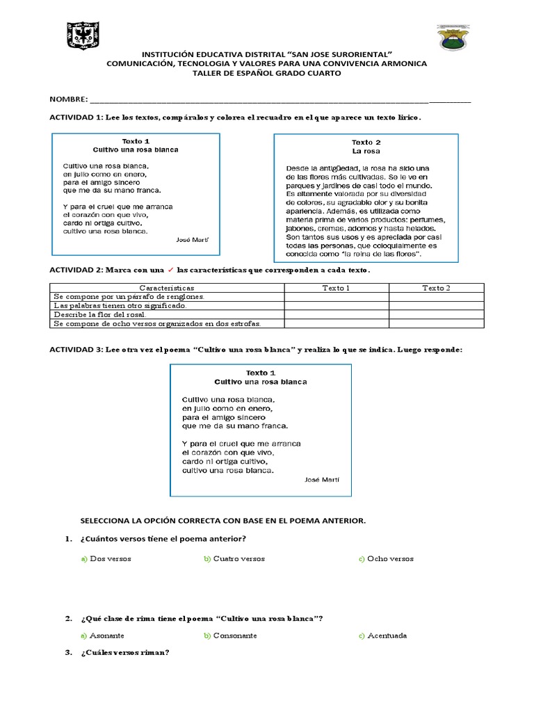 Taller de Género Lírico para Primaria | PDF | Metáfora