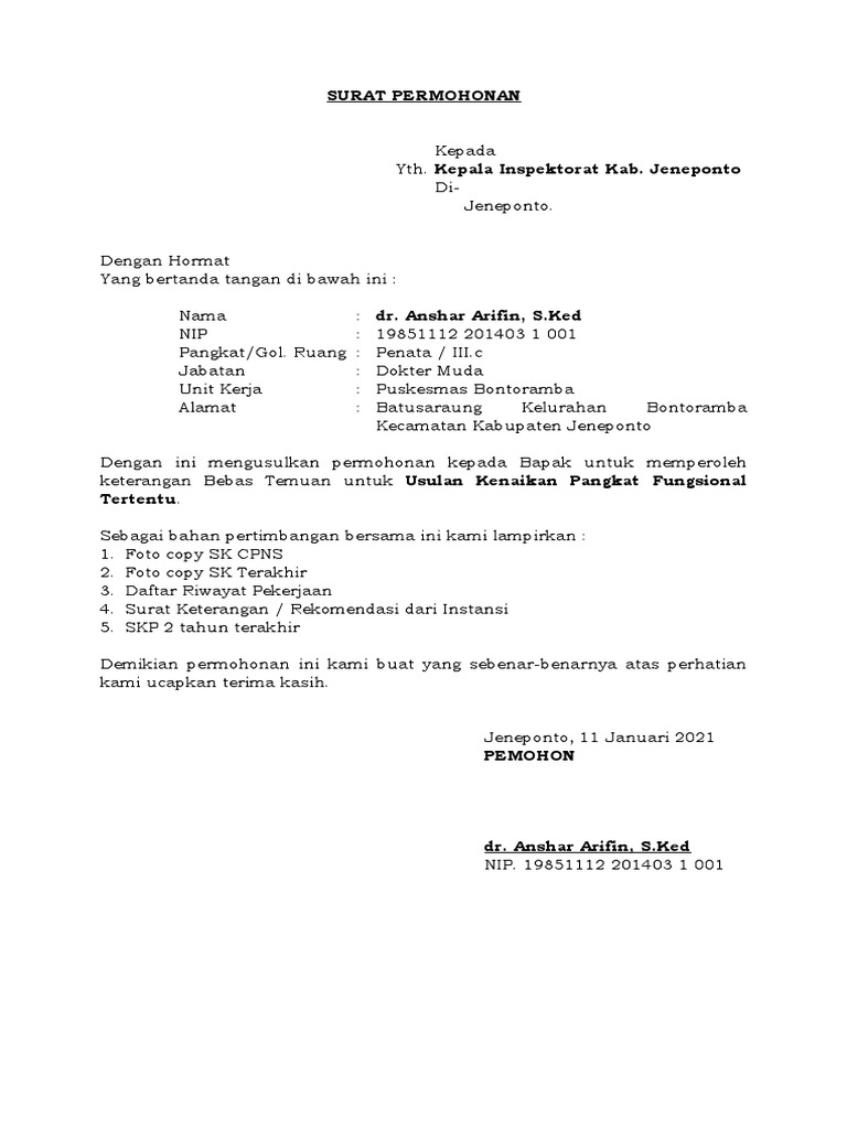 Surat Permohonan Ke Inspektorat | PDF | Hukum