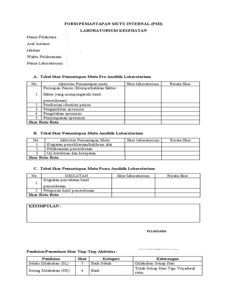 Form Pemantapan Mutu Internal | PDF