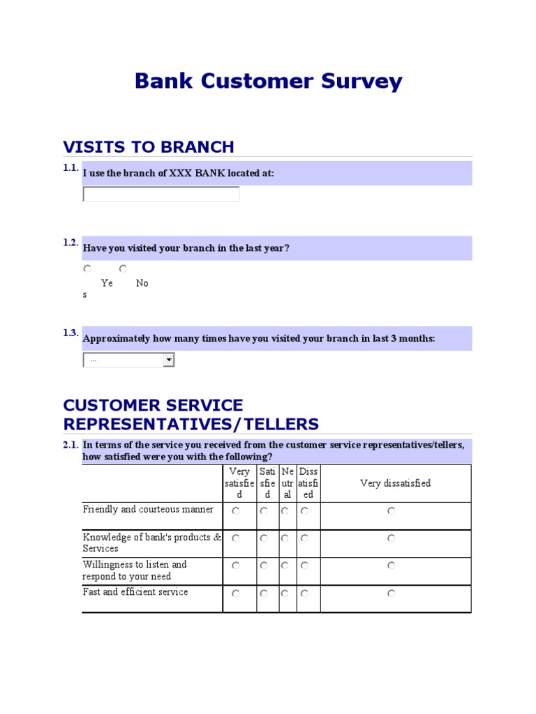 Bank Customer Survey | PDF | Finance & Money Management