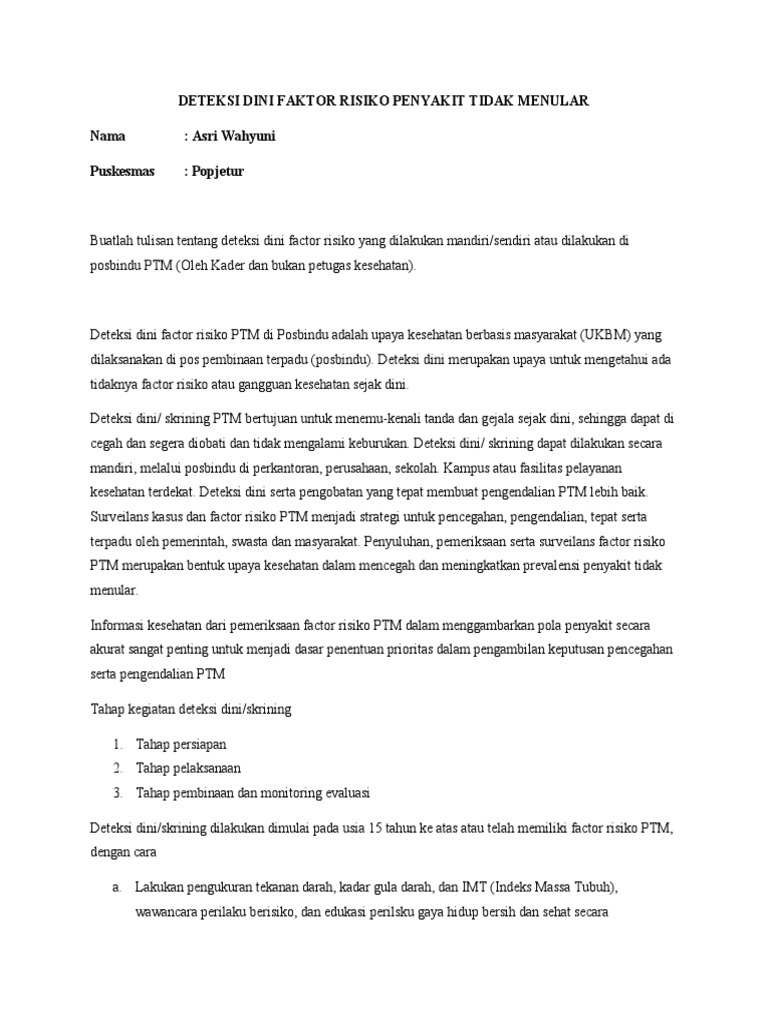 Deteksi Dini PTM 2 | PDF