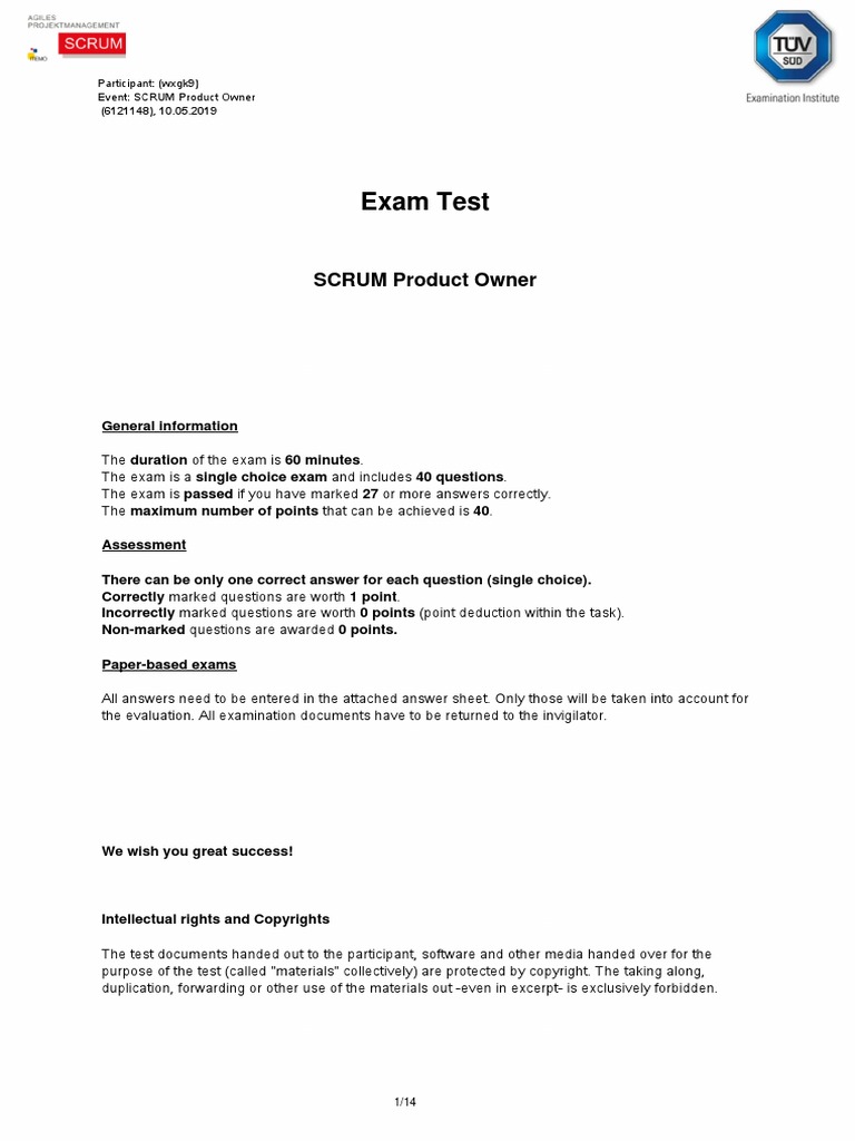 Scrum Product Owner Exam Test en | PDF | Scrum (Software Development ...