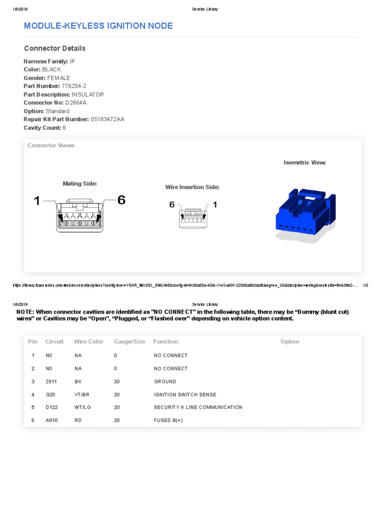 Module-Keyless Ignition Node: Connector Details | PDF