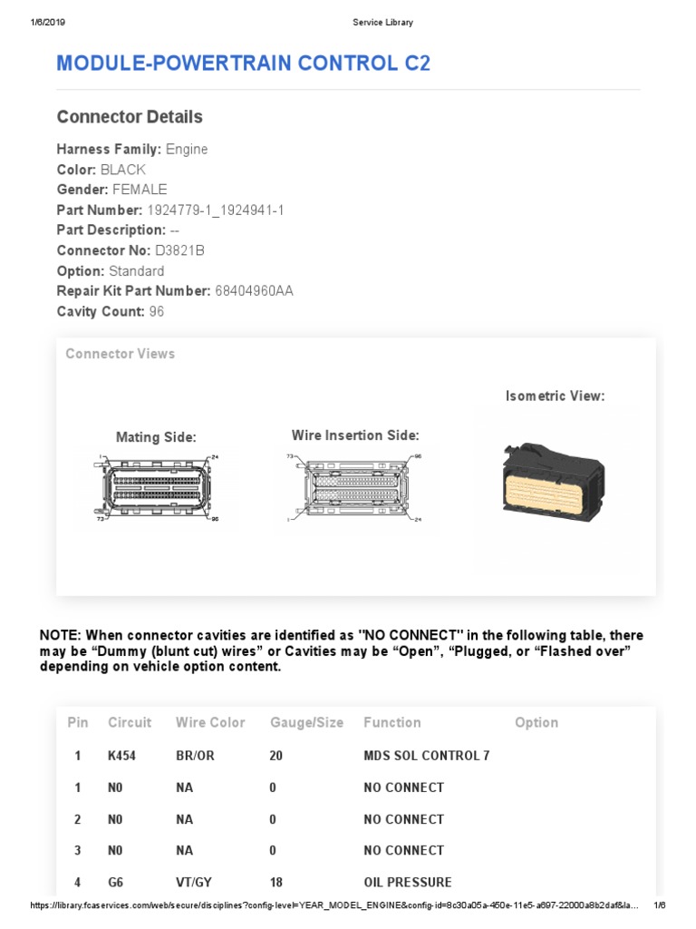 Module-Powertrain Control C2: Connector Details | PDF | Electrical ...