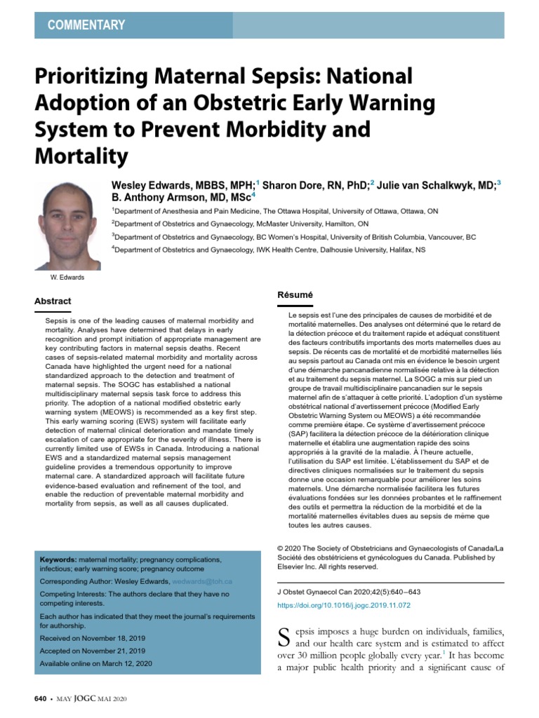 Prioritizing Maternal Sepsis: National Adoption of An Obstetric Early ...