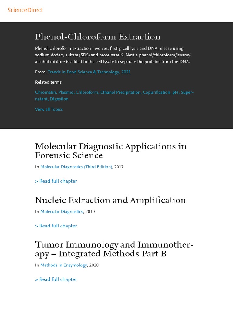Phenol-Chloroform Extraction: Molecular Diagnostic Applications in ...