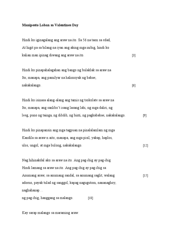 Manipesto Laban Sa Valentines Day | PDF