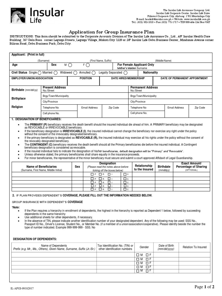 Insular Life Insurance Form | PDF | Insurance | Fraud