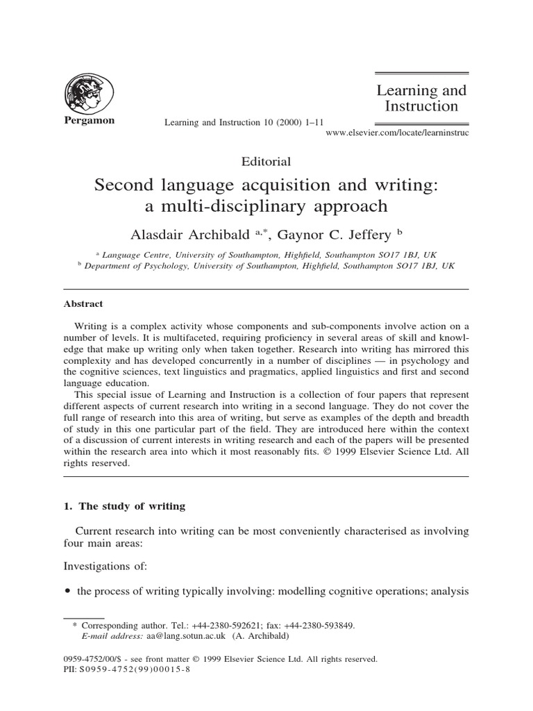 Second Language Acquisition And Writing Pdf Second Language