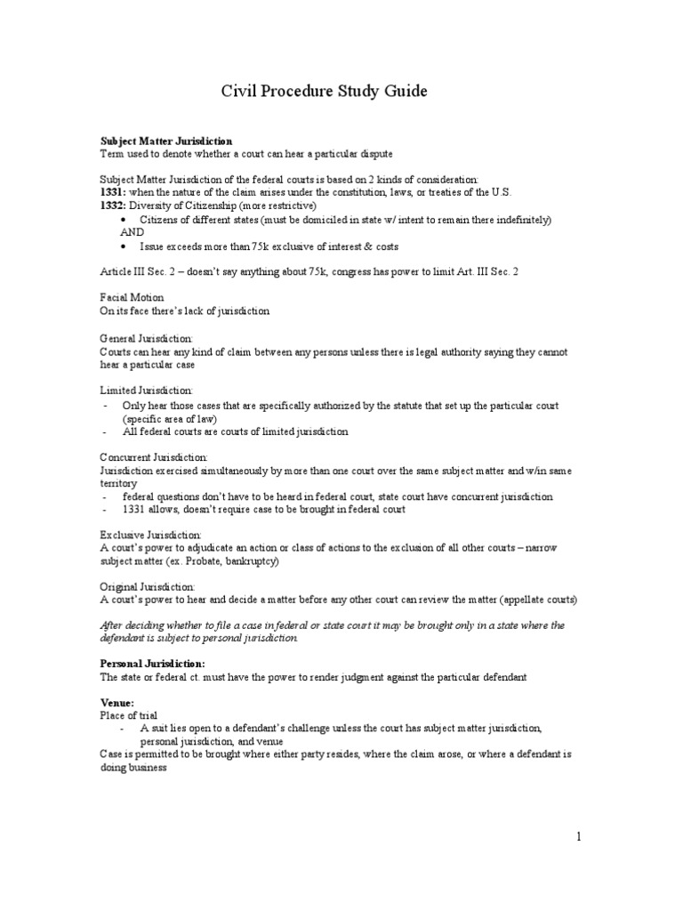 Civ Pro - Outline - UDC | PDF | Collateral Estoppel | Damages