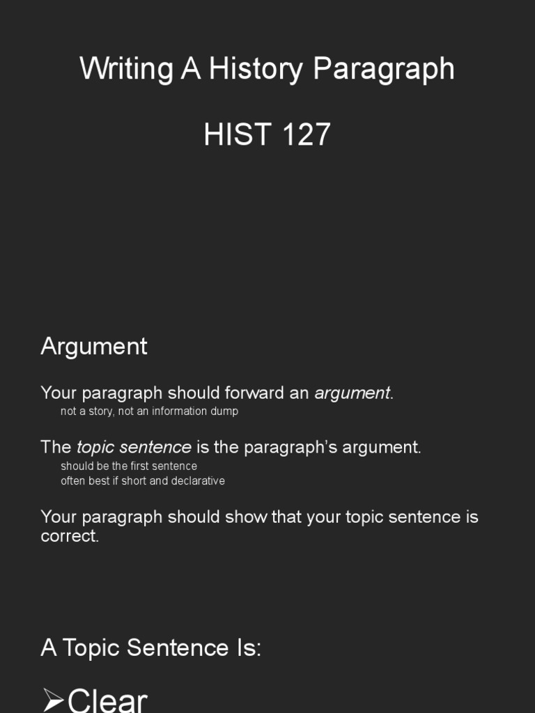 Writing A History Paragraph HIST 127 | PDF