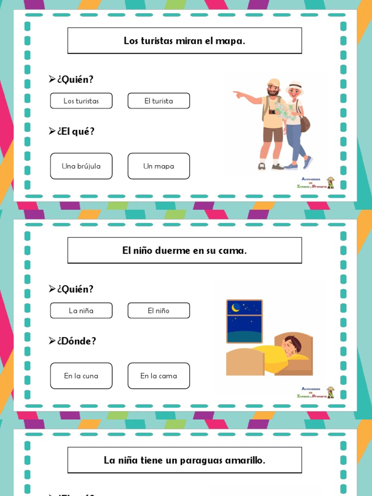 Tarjetas Comprension - Oracion | PDF | Cocina, comidas y vino | Salud y ...