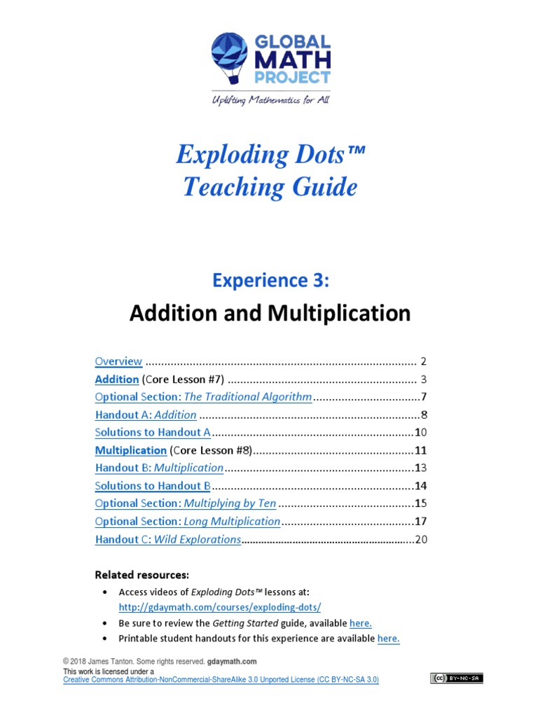 Exploding Dots ™ Teaching Guide: Addition and Multiplication | PDF ...