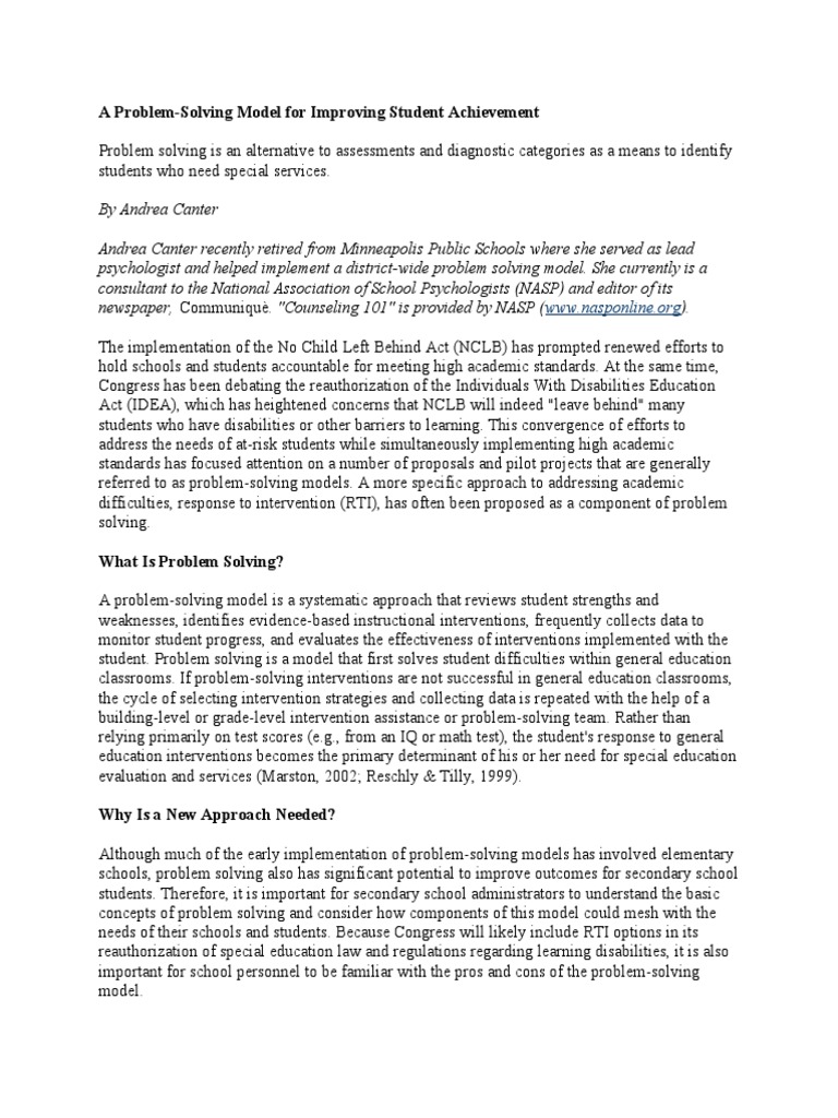 Problem Solving Models | Download Free PDF | Applied Psychology ...