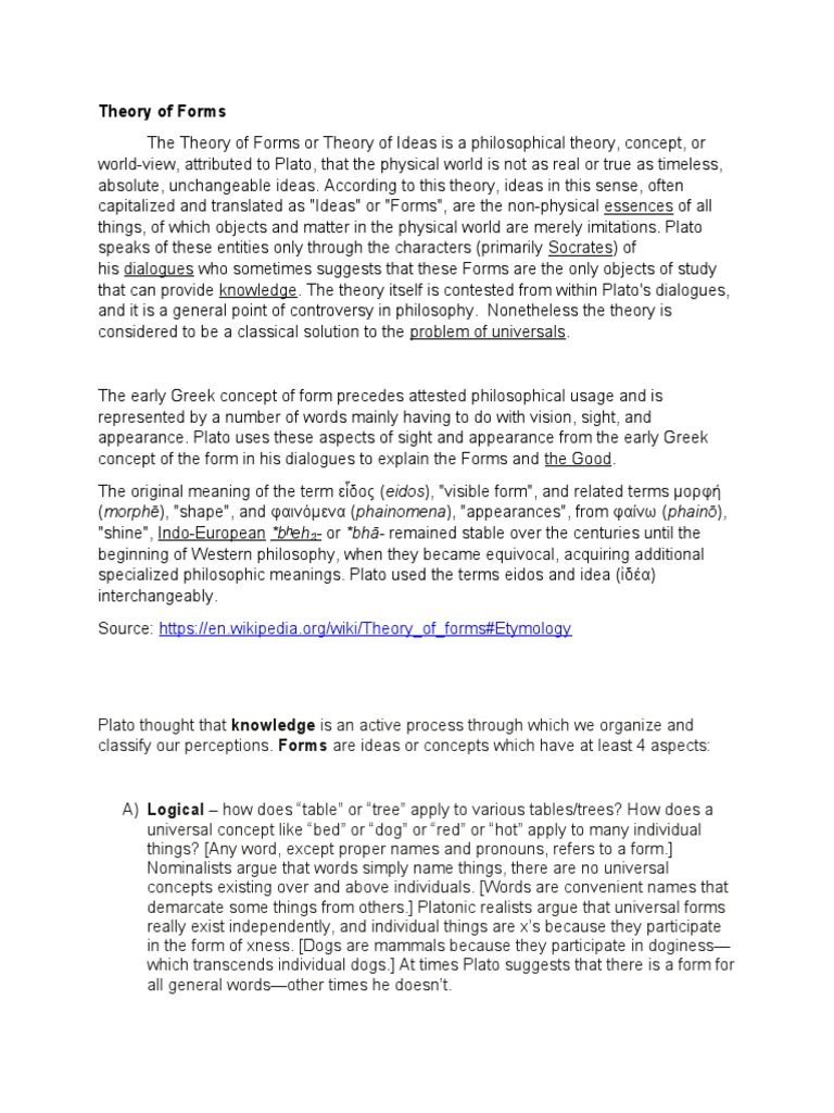 Theory of Forms | PDF | Cognition | Metaphysics