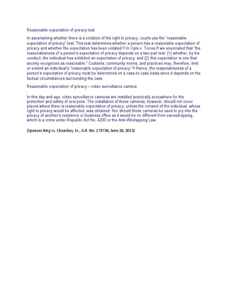 Reasonable expectation of privacy test | PDF
