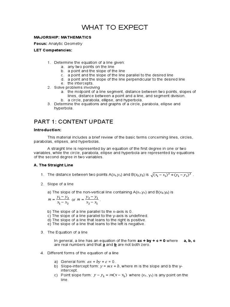 Analytic Geometry | PDF | Line (Geometry) | Ellipse
