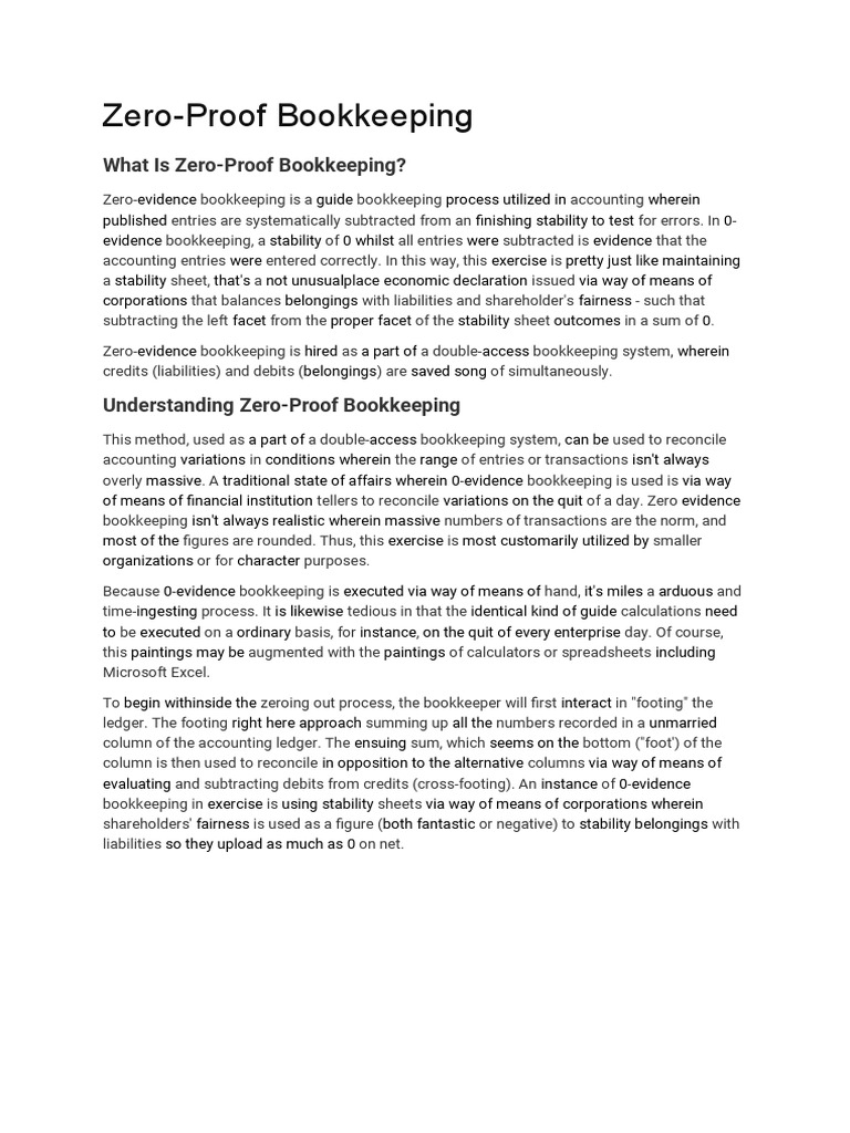 Zero Proof Bookkeeping | PDF | Bookkeeping | Debits And Credits