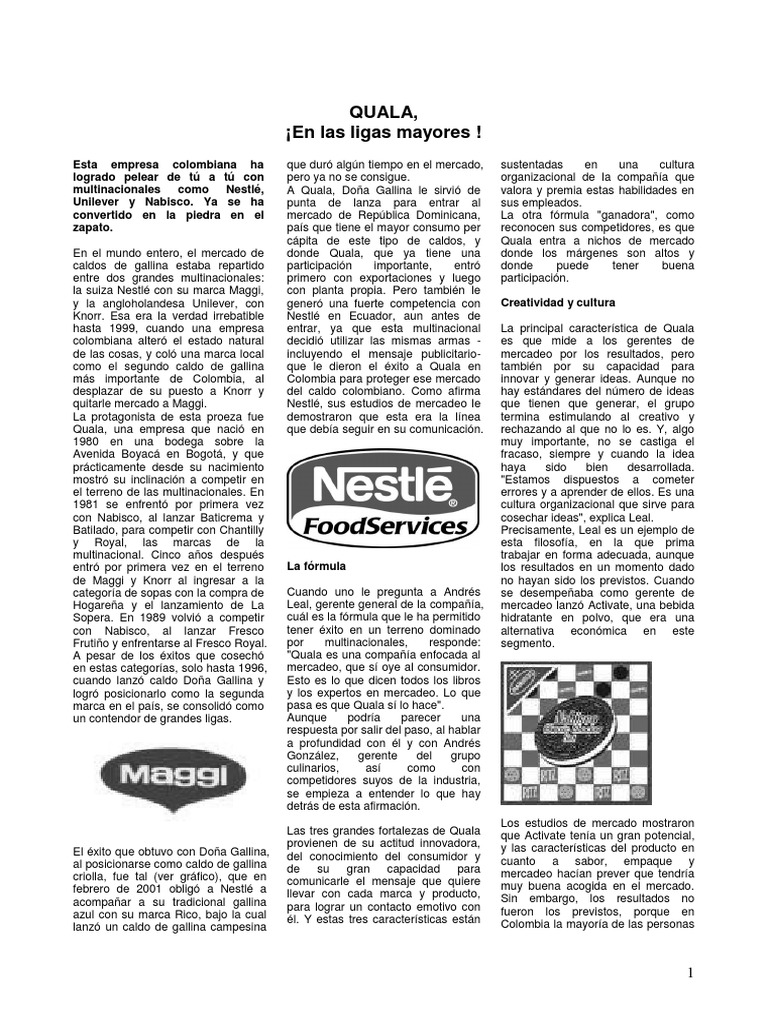 Quala en Las Ligas Mayores | PDF | Marketing | Marca