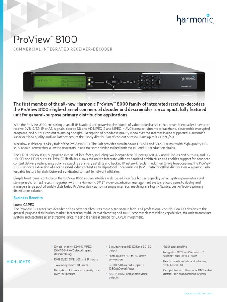 Proview 8100: Commercial Integr Ated Receiver-Decoder | PDF | Video ...