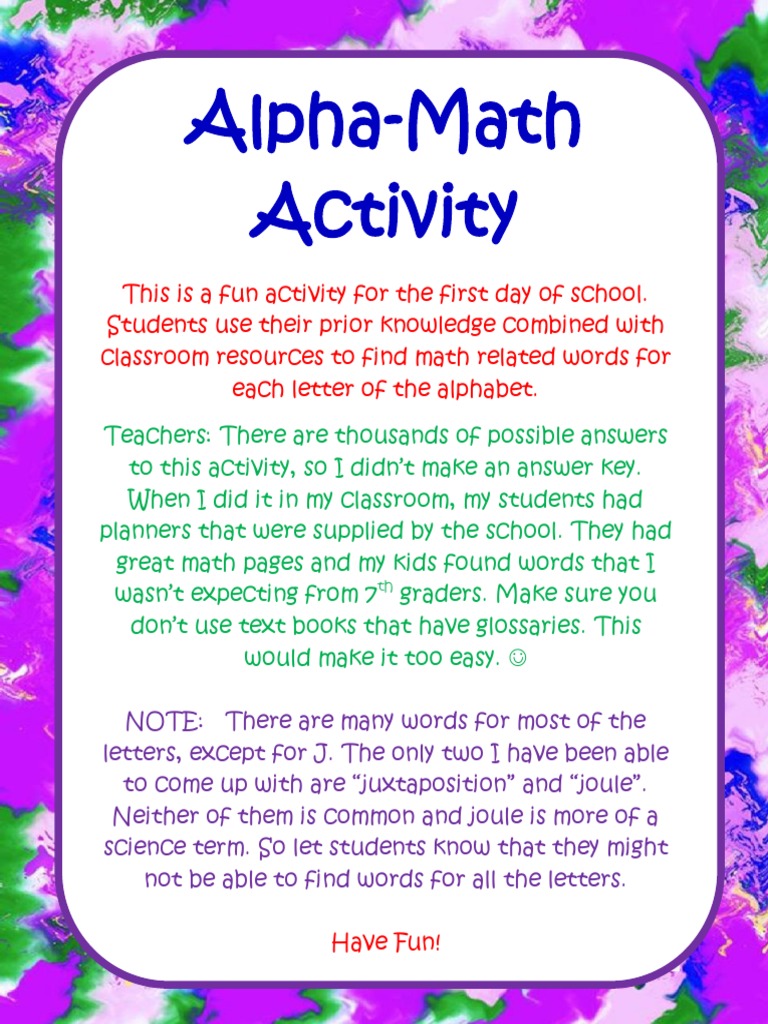 Alpha-Math Activity: Aking Ath | PDF | Education Theory | Learning