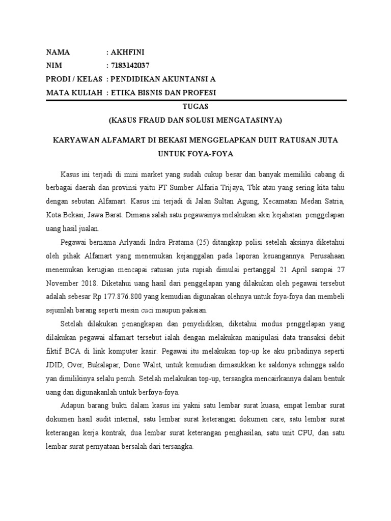 Contoh Kasus Fraud | PDF