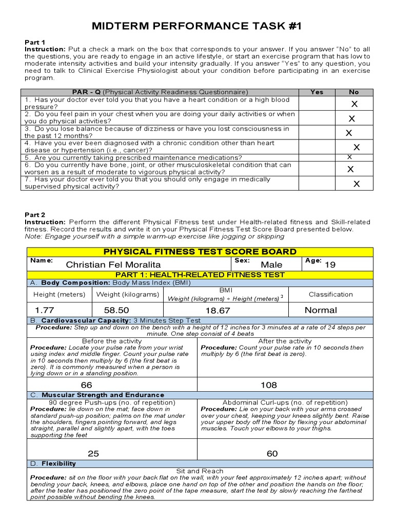 PATH FIT Performance Task 1 | PDF | Human Anatomy