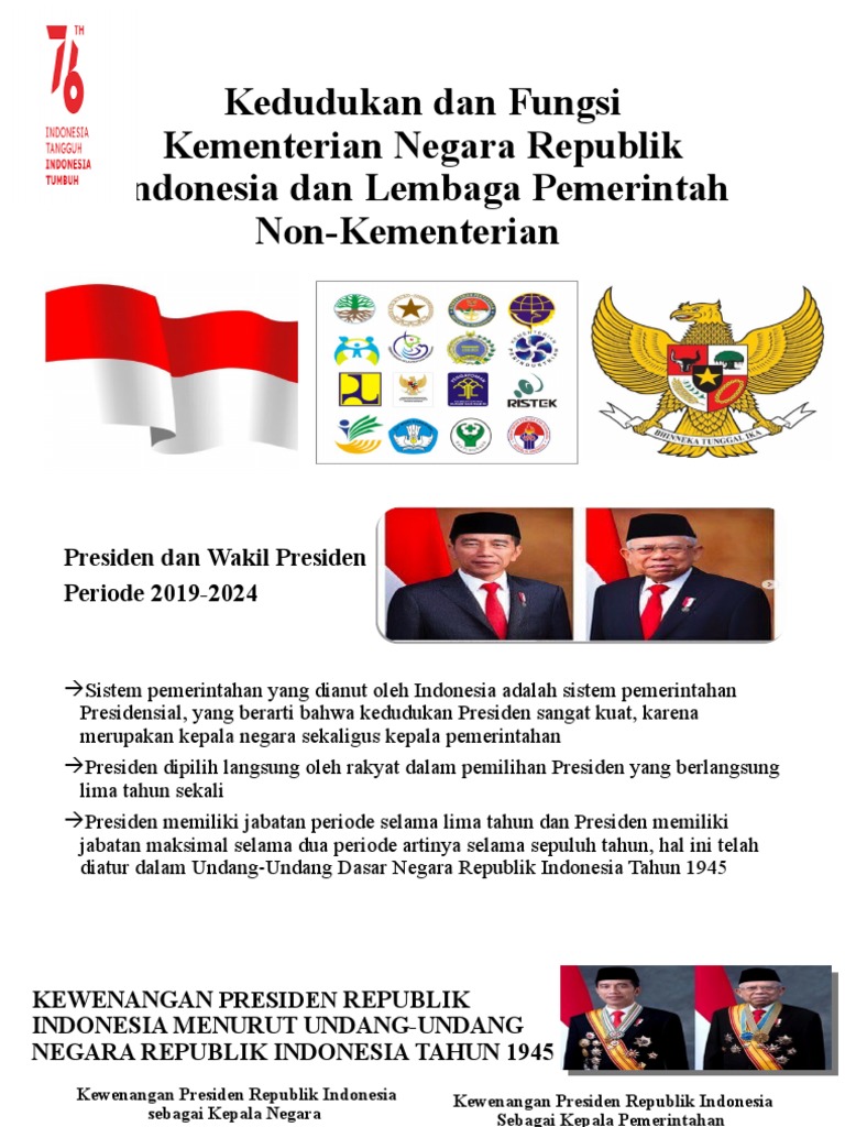 Kedudukan Dan Fungsi Kementerian Negara Republik Indonesia Dan LPNK | PDF