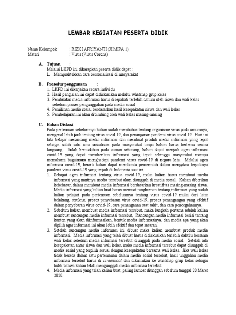 LKPD 3 (Rizki Apriyanti, X Mipa 1) | PDF | Ilmu Sosial