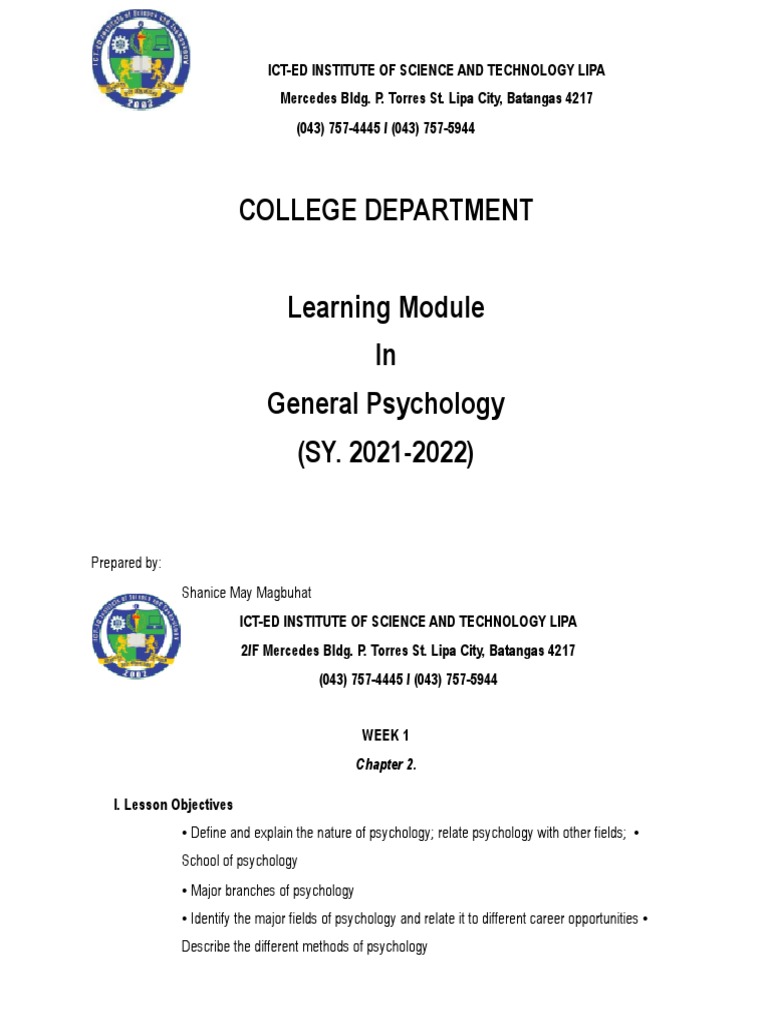General Psychology Module Week 2 | PDF | Psychology | Survey Methodology