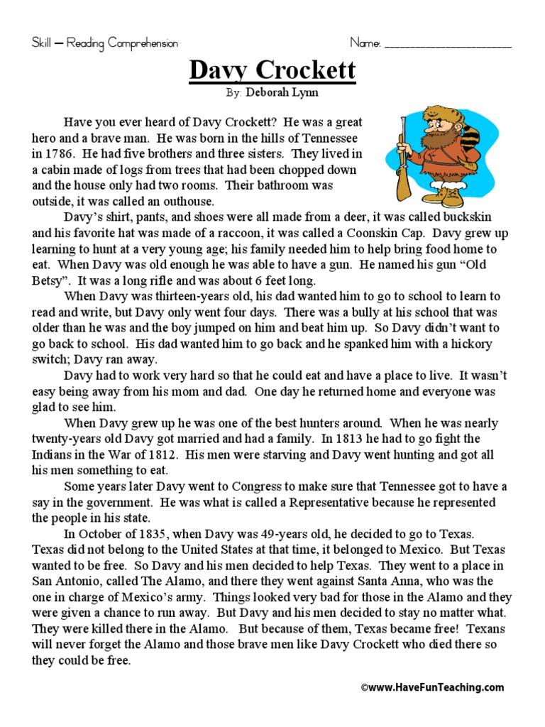 Davy Crockett | PDF | Battle Of The Alamo | Davy Crockett