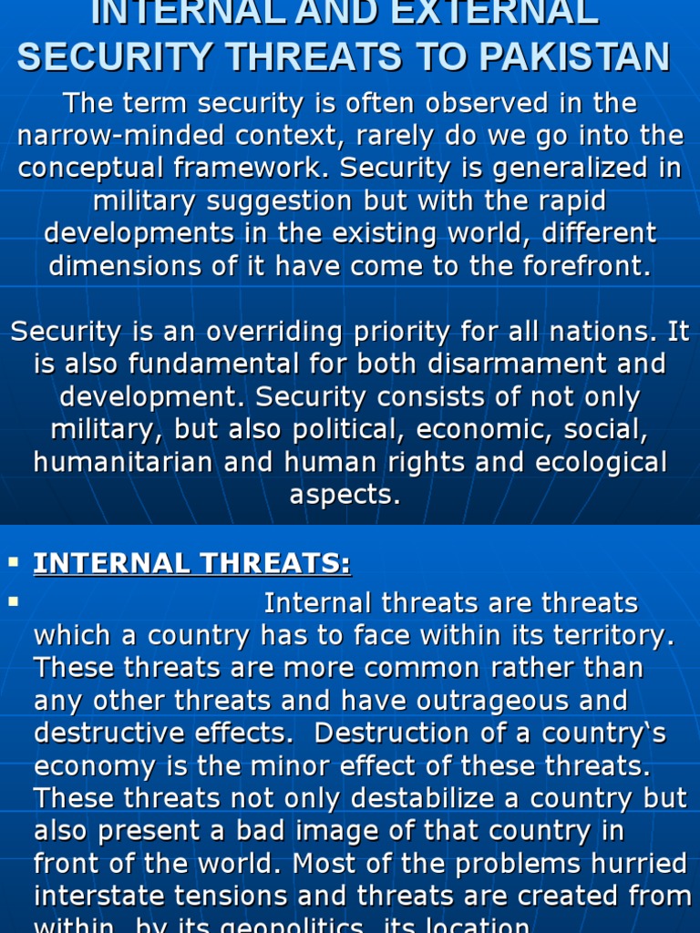 Internal and External Security Threats To Pakistan | PDF | Pakistan ...